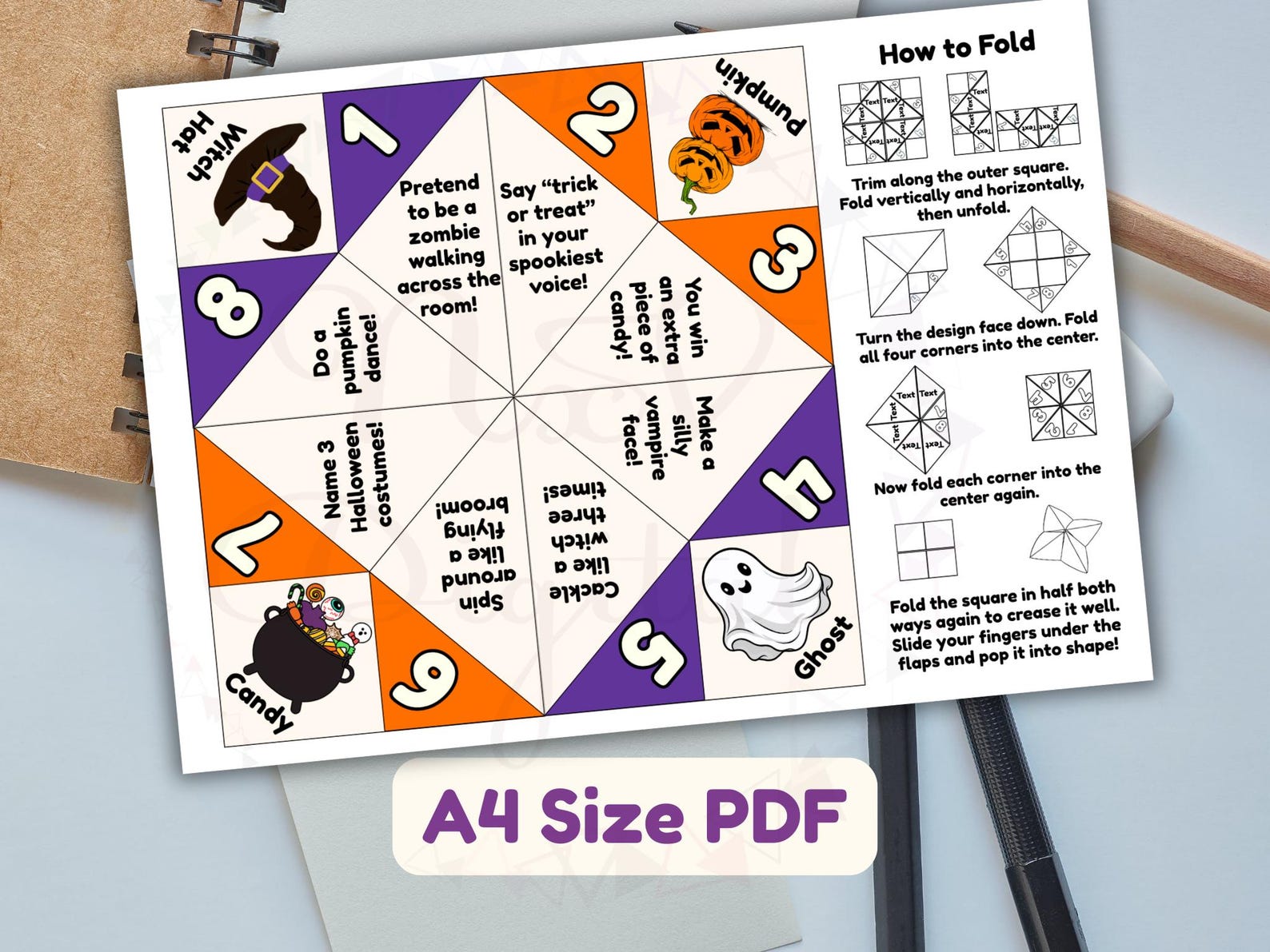 Halloween Cootie Catcher Printable: Spooky Kids Party Game (instant ...