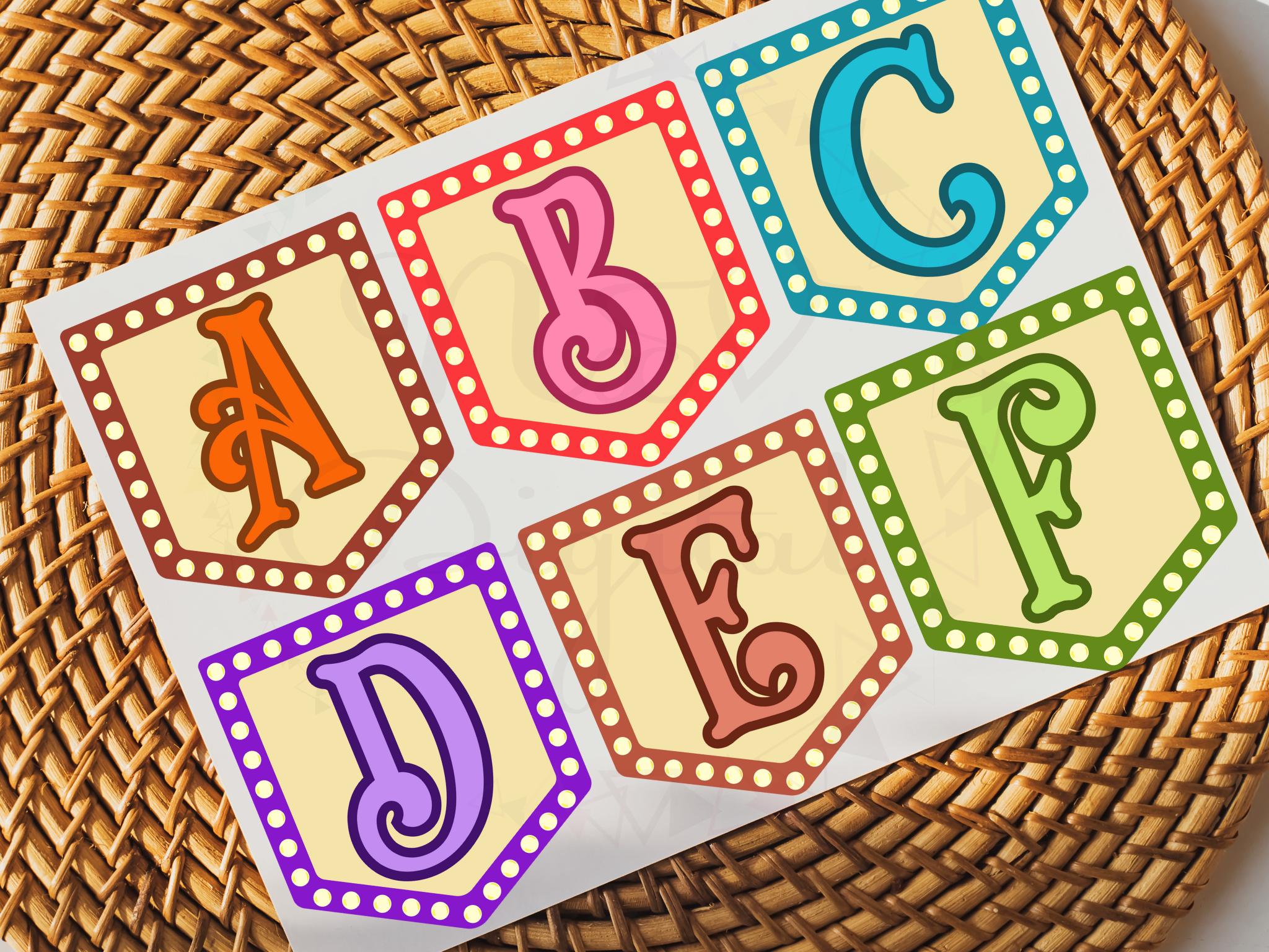 Retro Party Banner Alphabet Png, Set of 36 Retro Letter Png, Retro ...