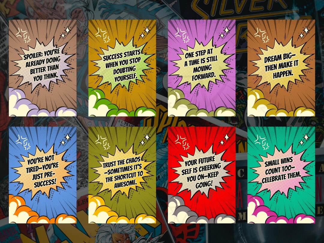 Colorful Comic Affirmation Cards | Fun & Motivating | 50 Printable ...