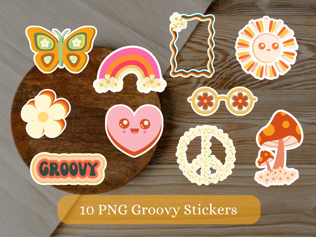 Groovy Stickers Png, Groovy Tag Png, Groovy Sticker Bundle Png, Cricut ...
