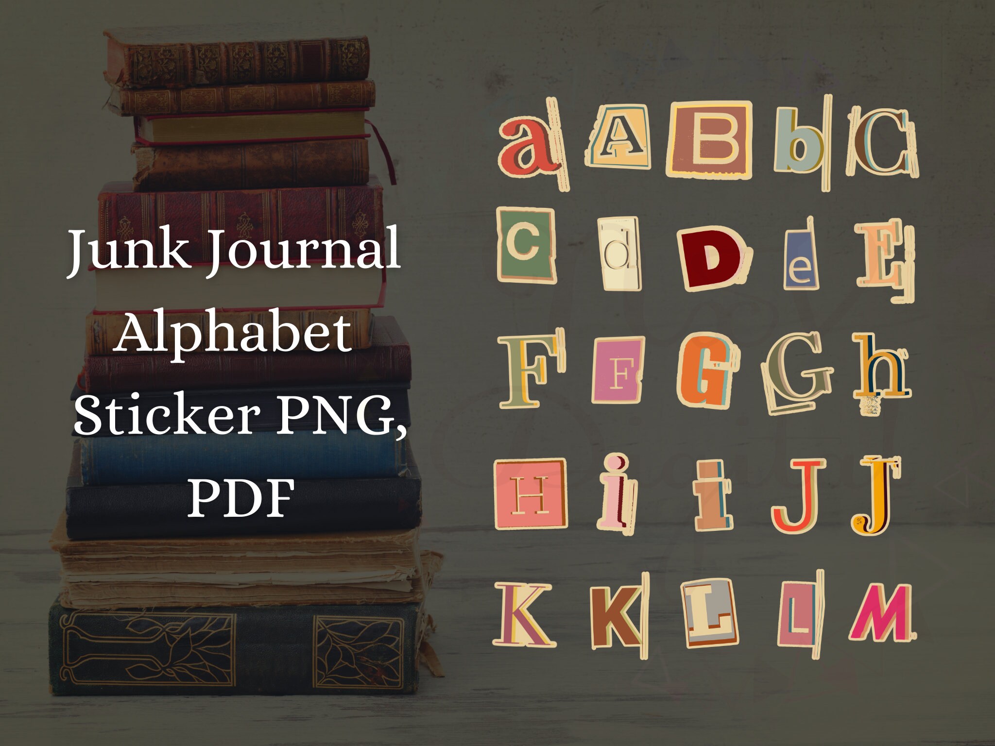 Set of 62 Junk Journal Letter Png, Scrapbook Alphabet Kit Png, Cute ...