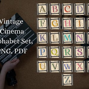 Set of 36 Junk Journal Vintage Cinema Letter Png, Scrapbook Alphabet ...