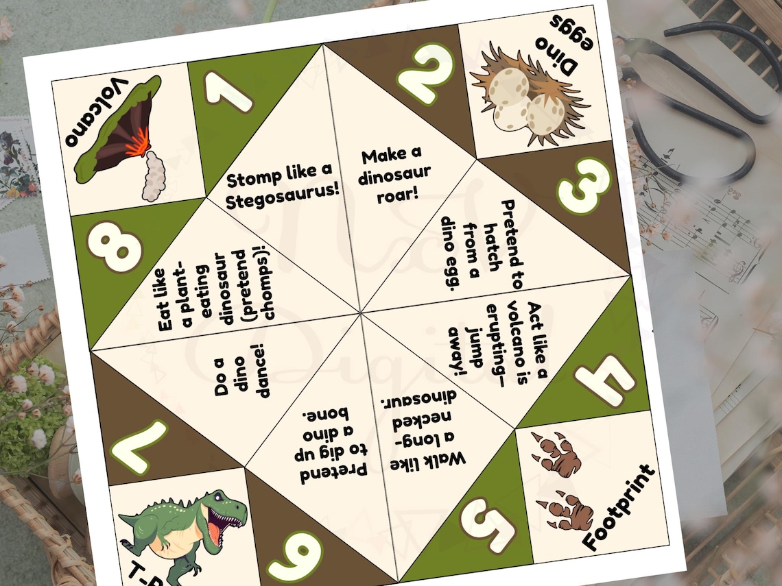 Dinosaur Cootie Catcher Printable: Roar-some Kids Party Game (PDF ...