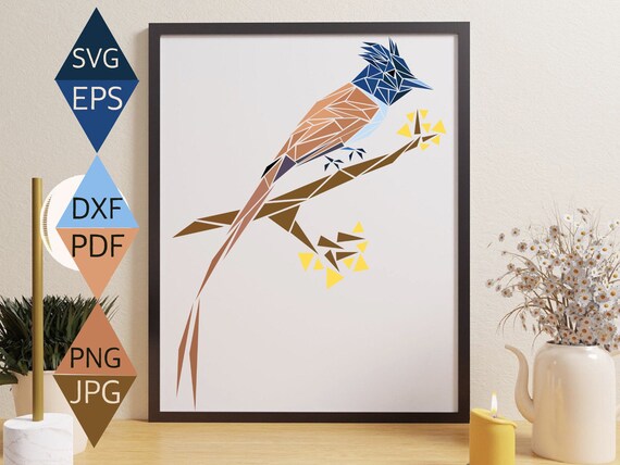Bird SVG Indian Flycatcher Bird SVG Paradise Flycatcher Bird | Etsy