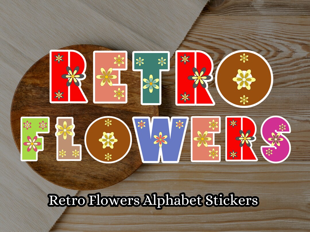Retro Flower Alphabet Png, Set of 36 Retro Letter Png, Retro Alphabet ...