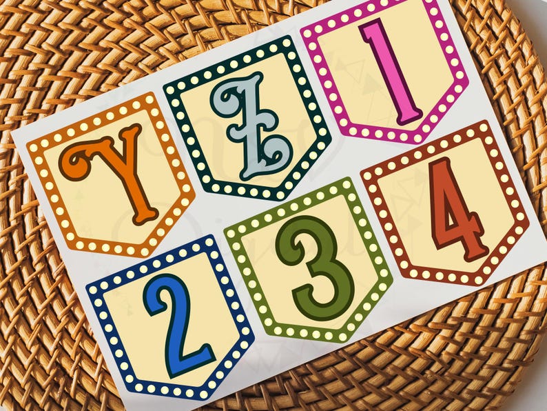 Retro Party Banner Alphabet Png, Set of 36 Retro Letter Png, Retro ...