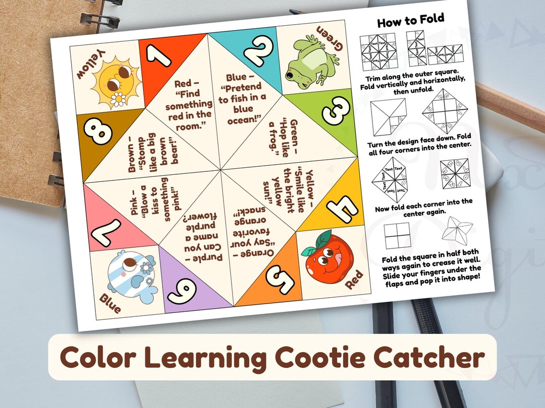 Color Learning Cootie Catcher Printable | Preschool Rainbow Matching ...