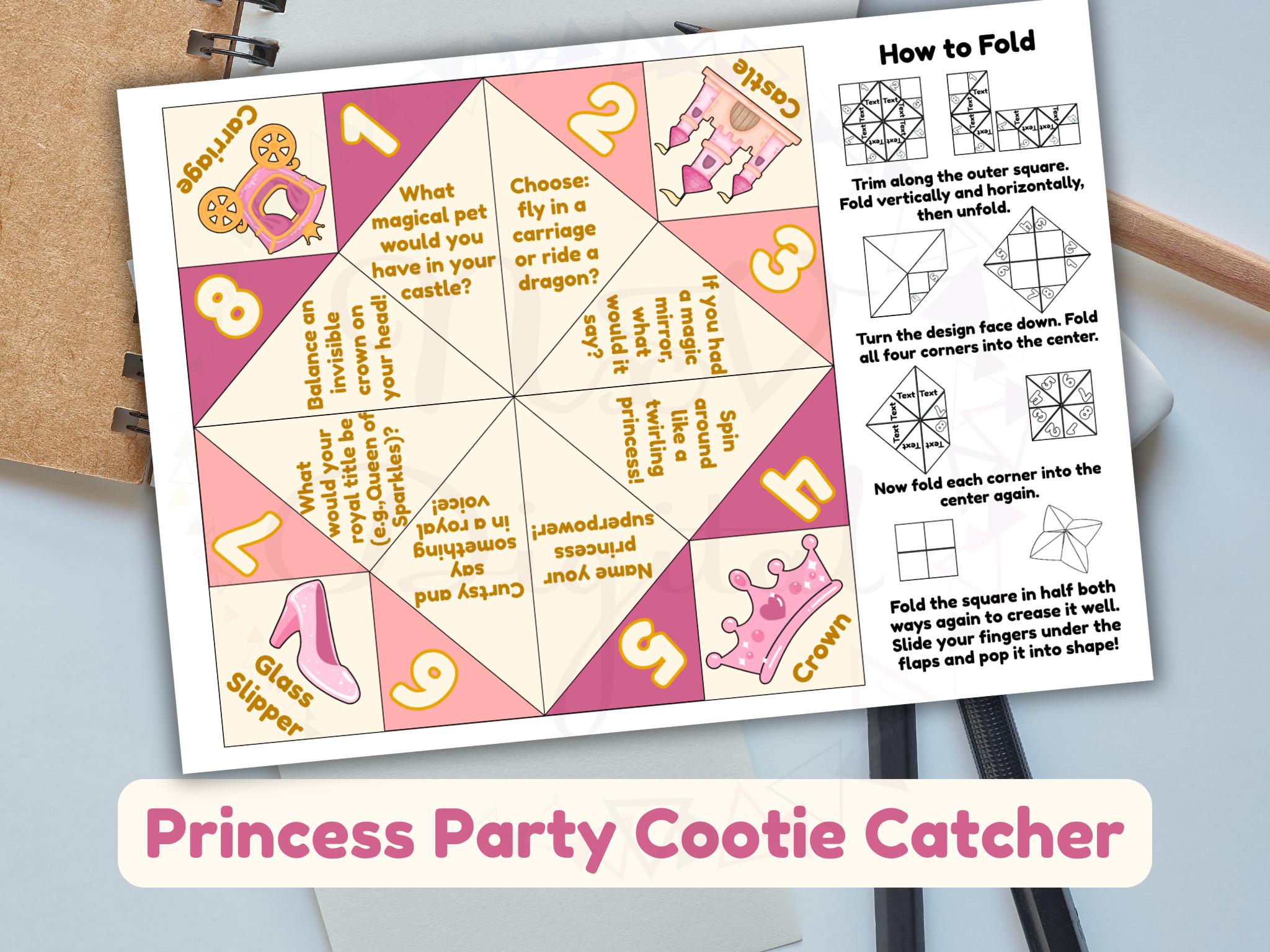 Princess Party Cootie Catcher Printable | Royal Fortune Teller Game for ...