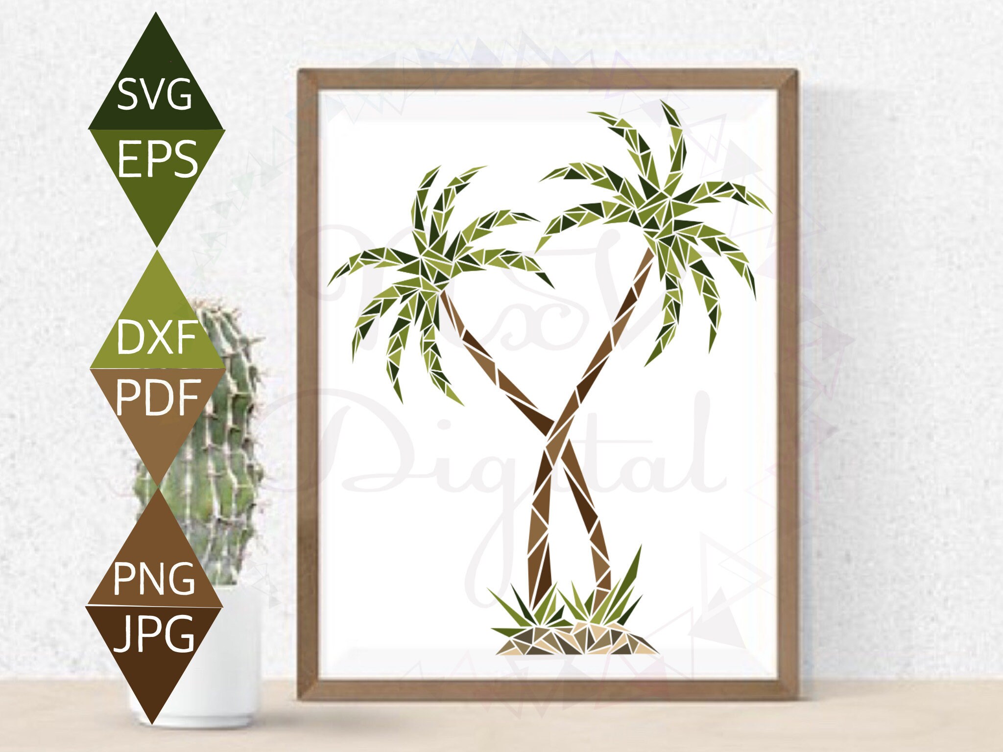 Couple Palm Tree Svg, Beach Palm Tree Svg, Tropical Palm Svg, Green ...