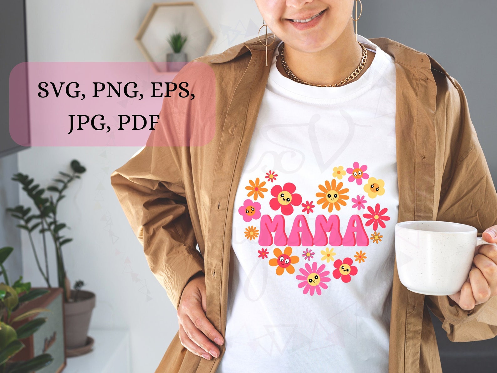 Groovy Mama Flowers Heart Tshrit Svg, Groovy Mama Doodle Flower Gift ...