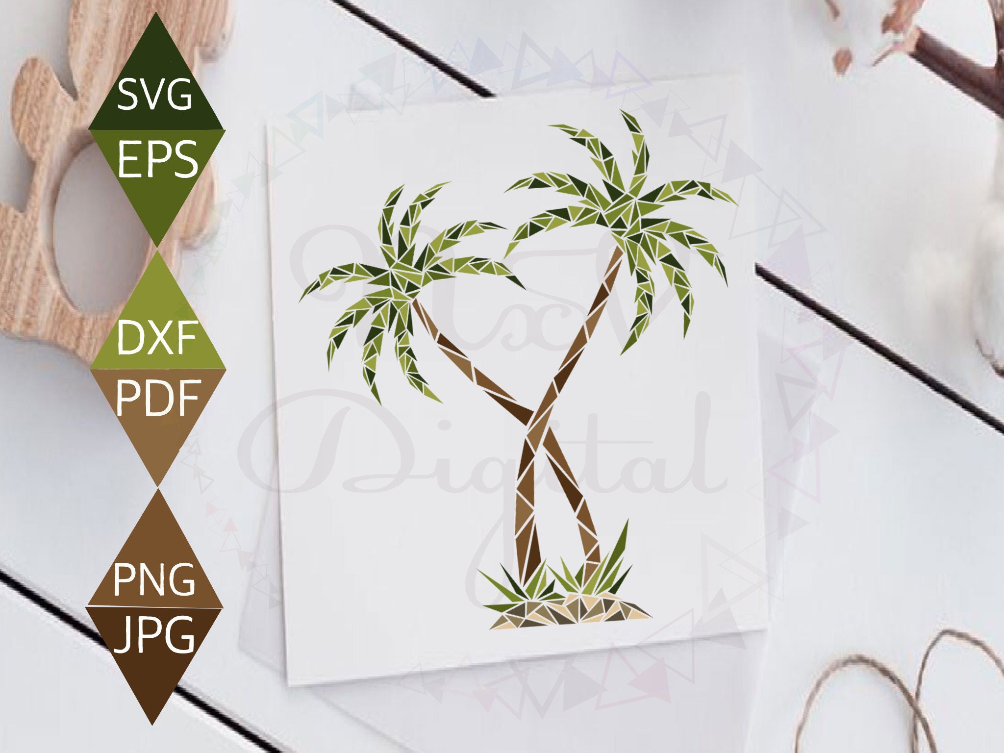 Couple Palm Tree Svg, Beach Palm Tree Svg, Tropical Palm Svg, Green ...