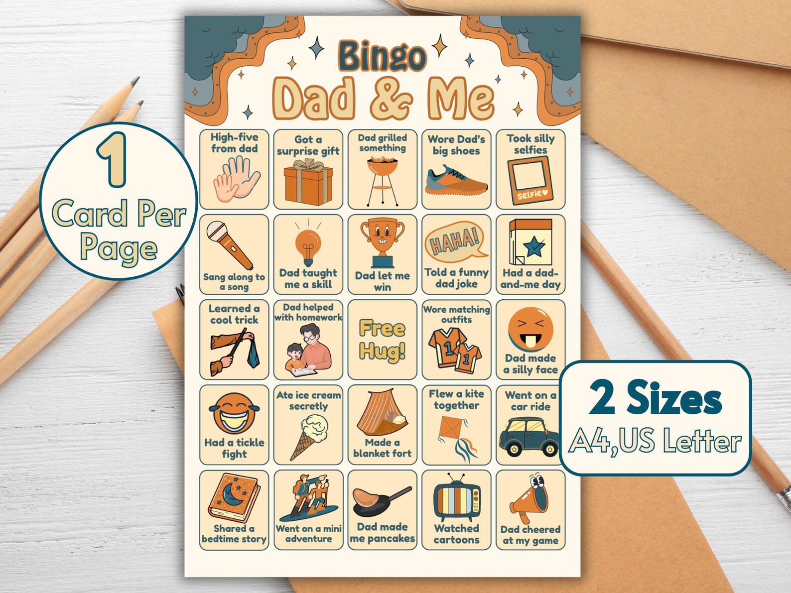 Dad and Me Bingo Printable | Father’s Day Activity for Kids | Retro Dad ...
