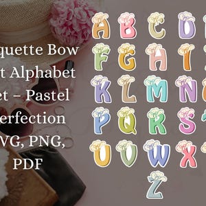 Coquette Bow Hat Alphabet Png, Set of 36 Retro Letter Png,pastel ...