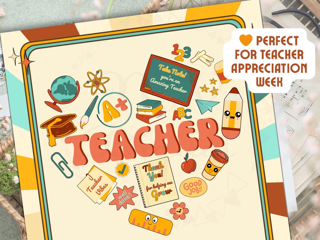 Groovy Printable Teacher Thank You Card – Retro End of Year Gift From ...