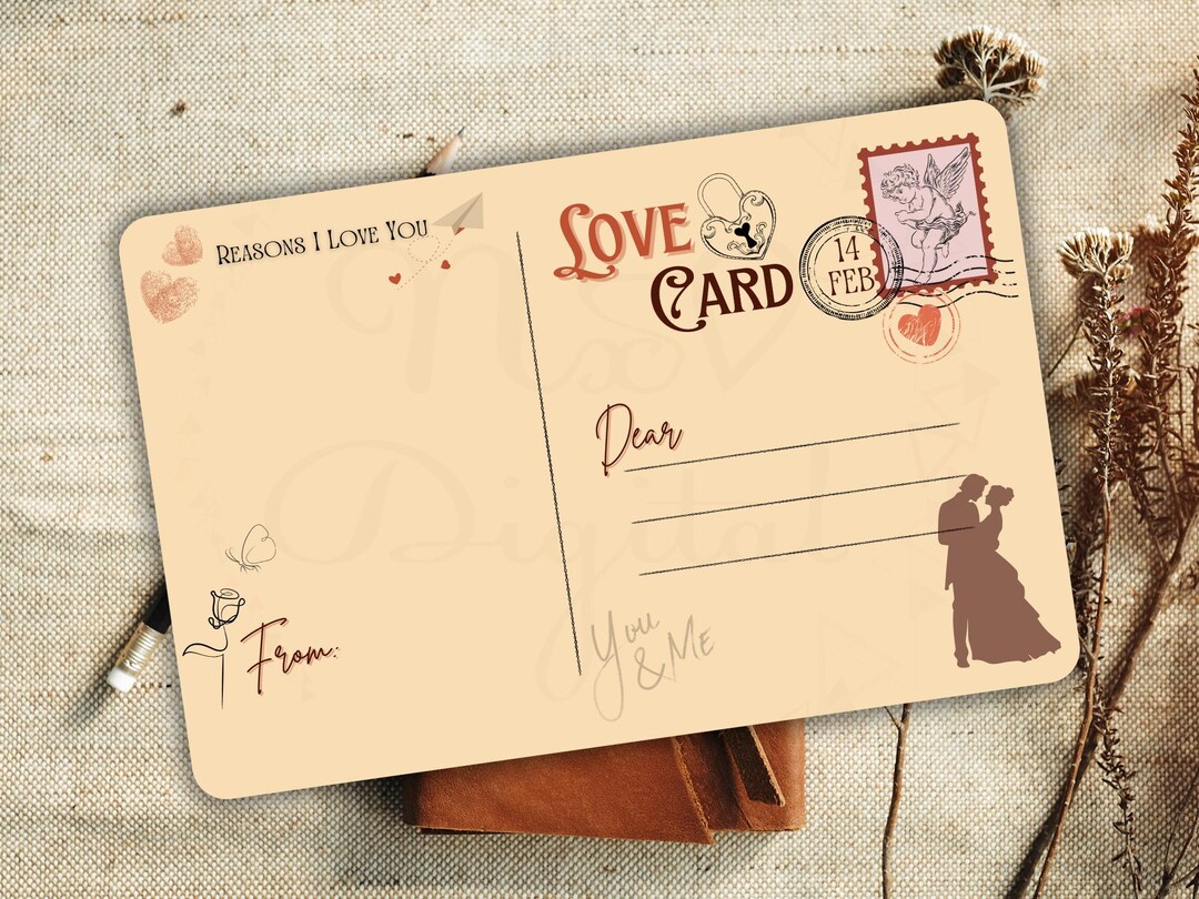 Vintage Love Card Cupid Postage Stamp Png, Scrapbook Post Card Kit ...
