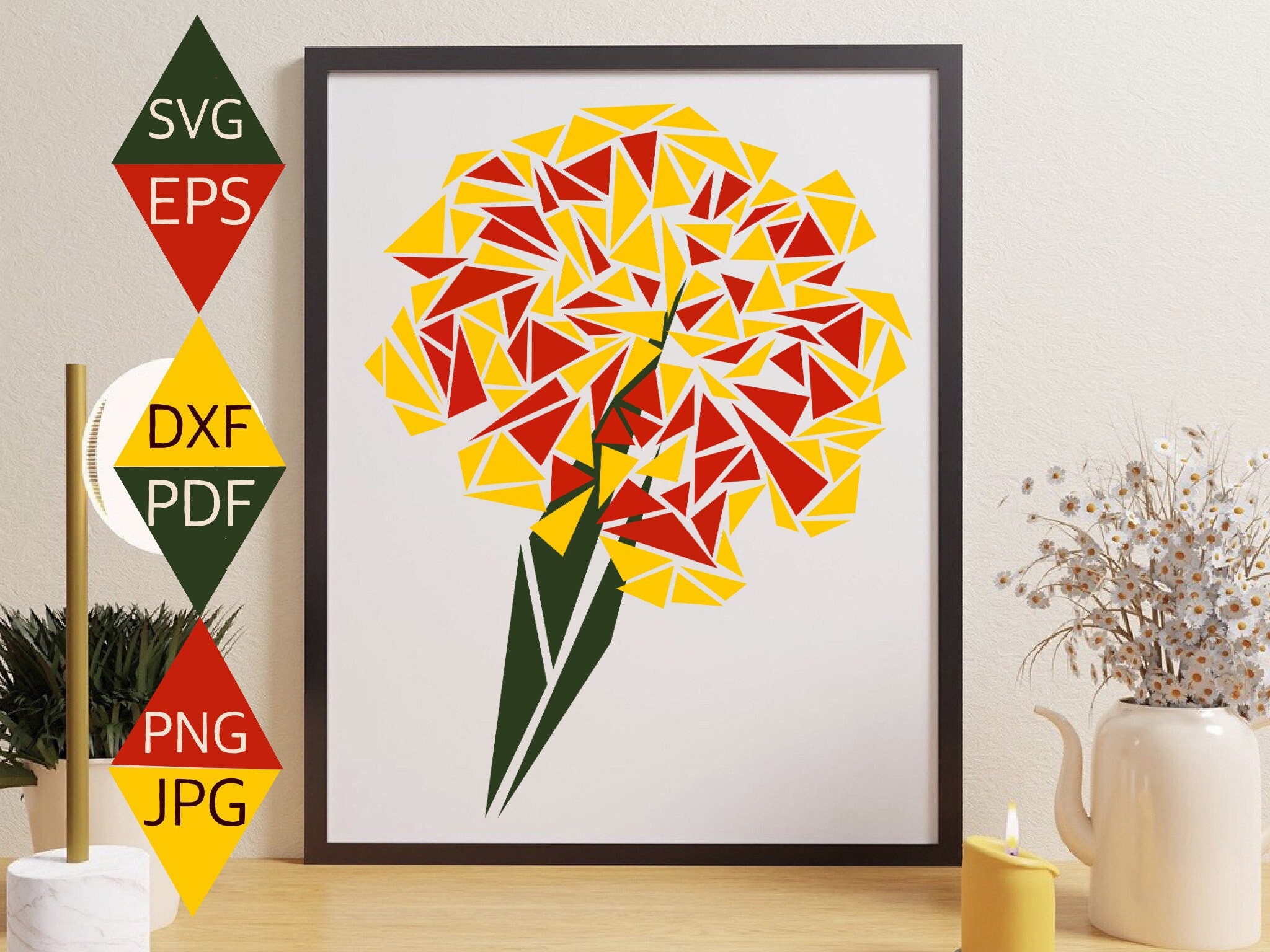 Marigold Svg October Birth Flower Svg Yellow Flower Svg - Etsy