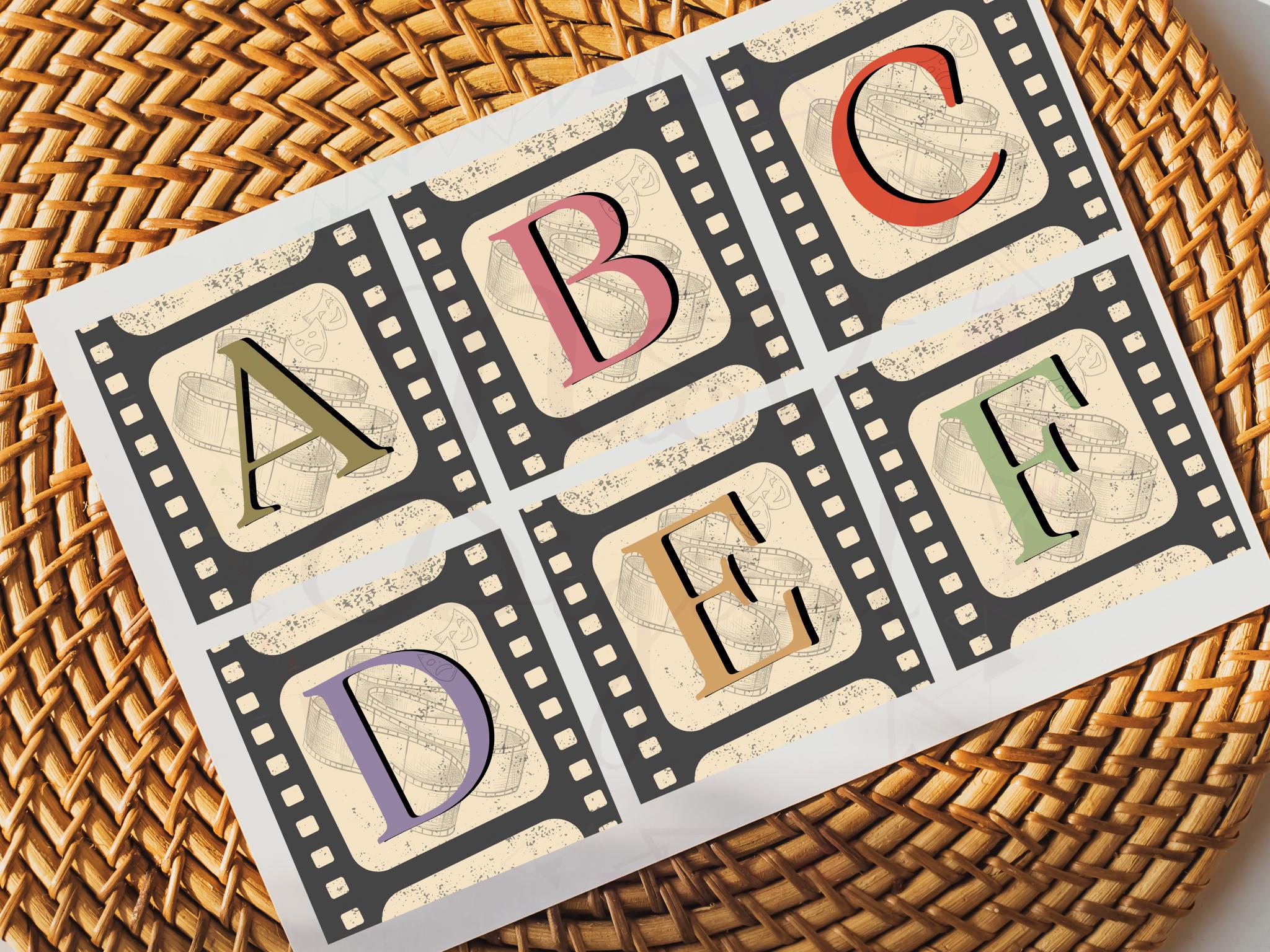 Set of 36 Junk Journal Vintage Cinema Letter Png, Scrapbook Alphabet ...