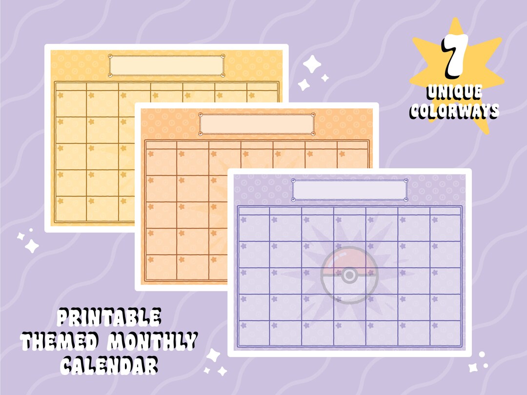 8.5" X 11" PRINTABLE - Undated Monthly Calendar | Digital Download ...