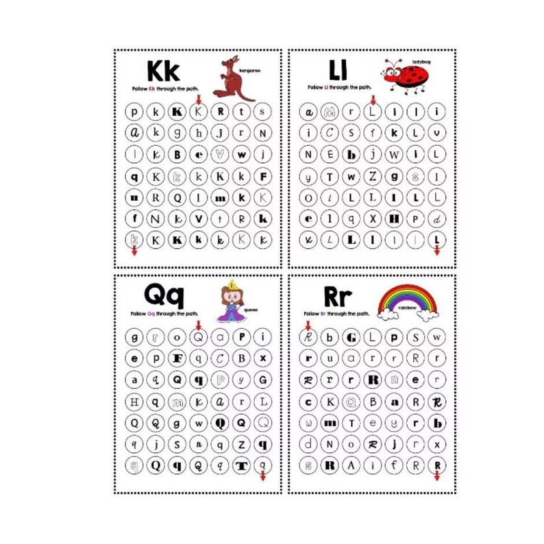 Alphabet Maze Kids Activities Worksheet Preschool Kindergarten - Etsy