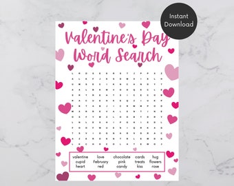 Valentine's Day Word Search Puzzles for Adults, Word Search, Galentine ...