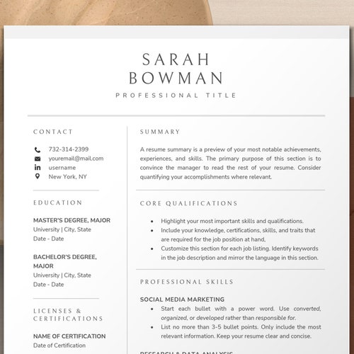 Functional Resume Template Skills Based Resume - Etsy