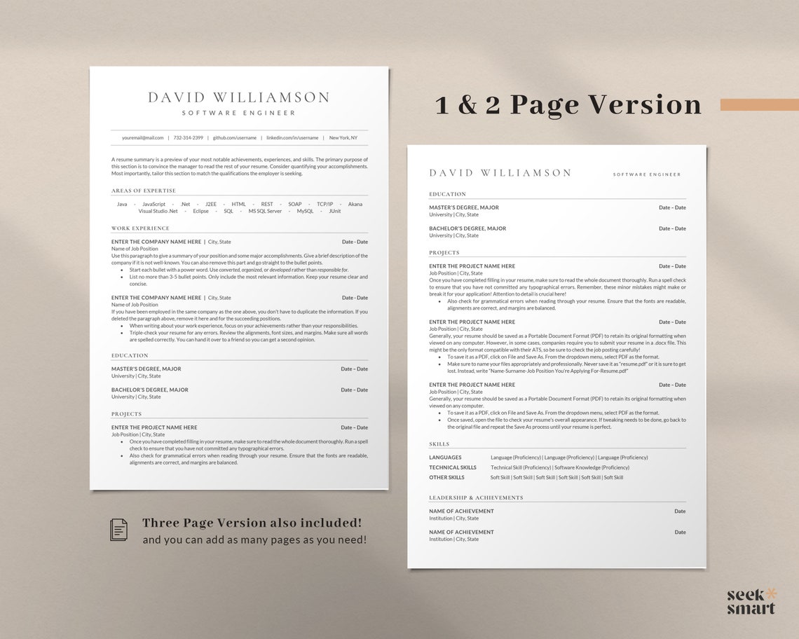 Software Engineer Resume, Software Developer Resume, ATS Friendly ...
