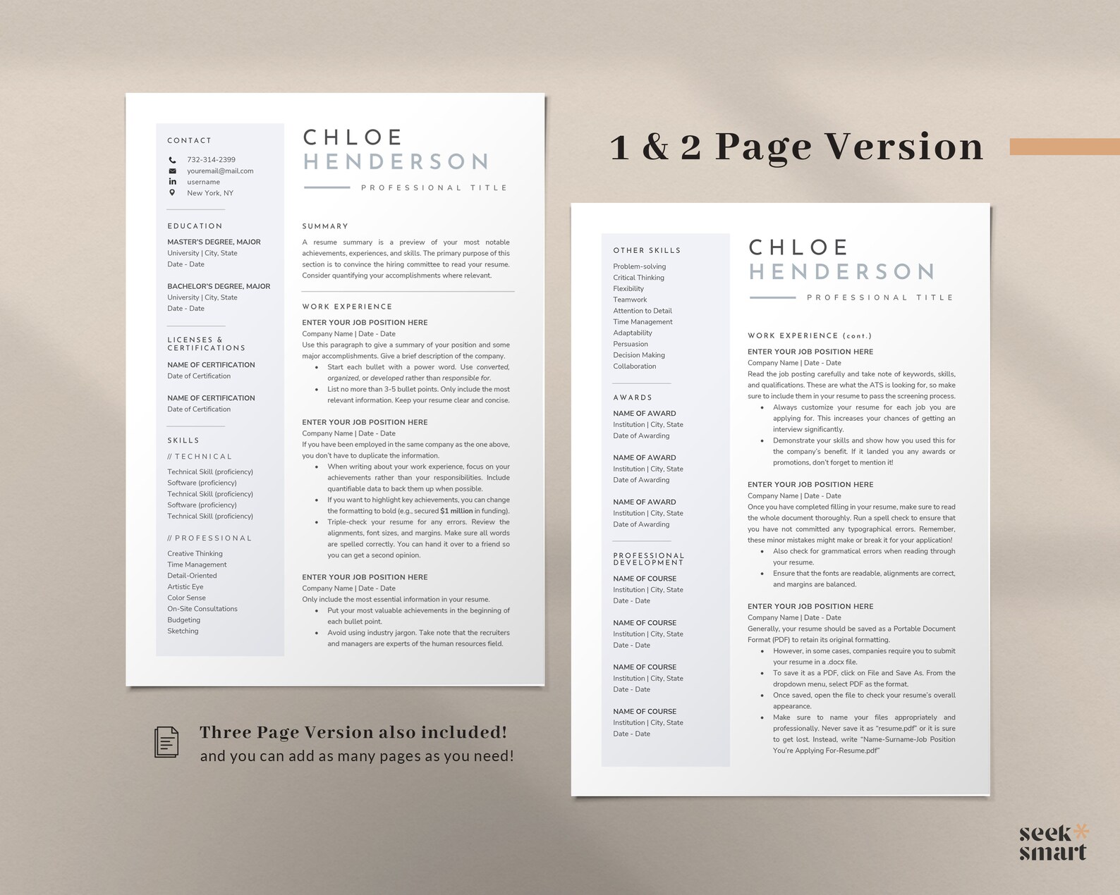 Resume Template, CV Template Word, Apple Pages Resume Template Word ...
