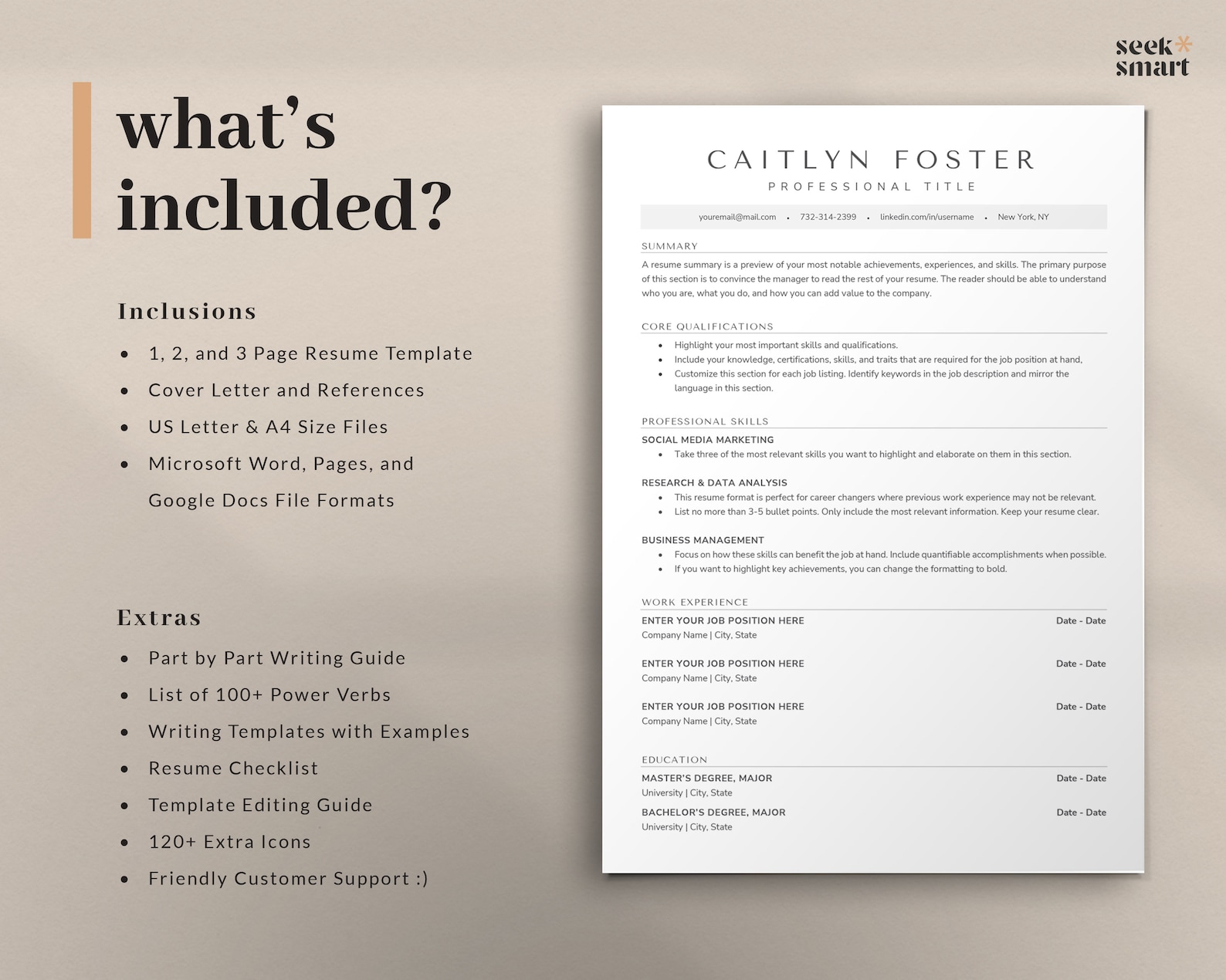 Functional Resume Template, ATS Friendly Resume Template Word, Google ...
