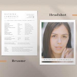 Theatre Resume Template With Headshot & Cover Letter 8x10 Size | Actor ...