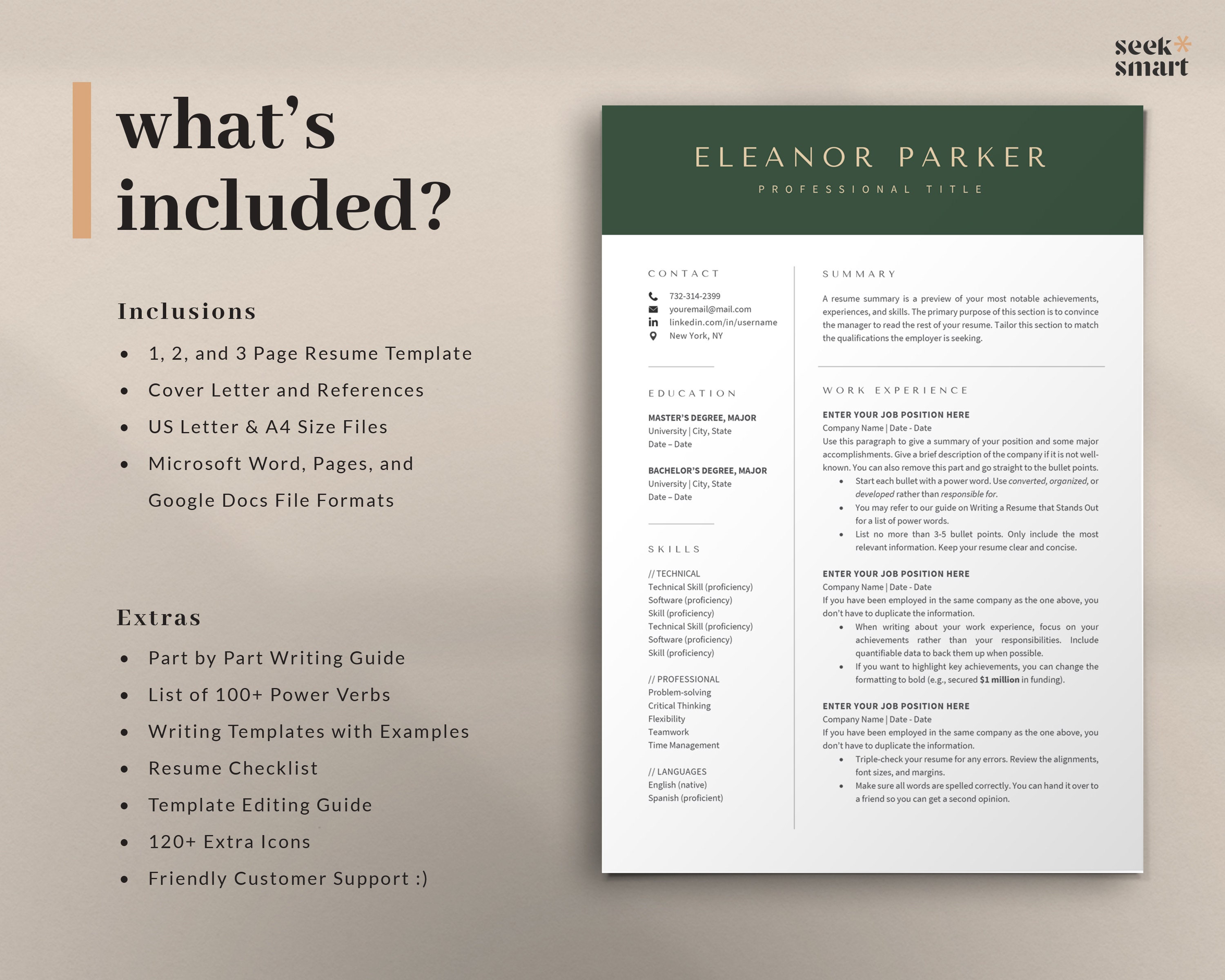 Modern Executive Resume Template Google Docs, Apple Pages Resume CV ...
