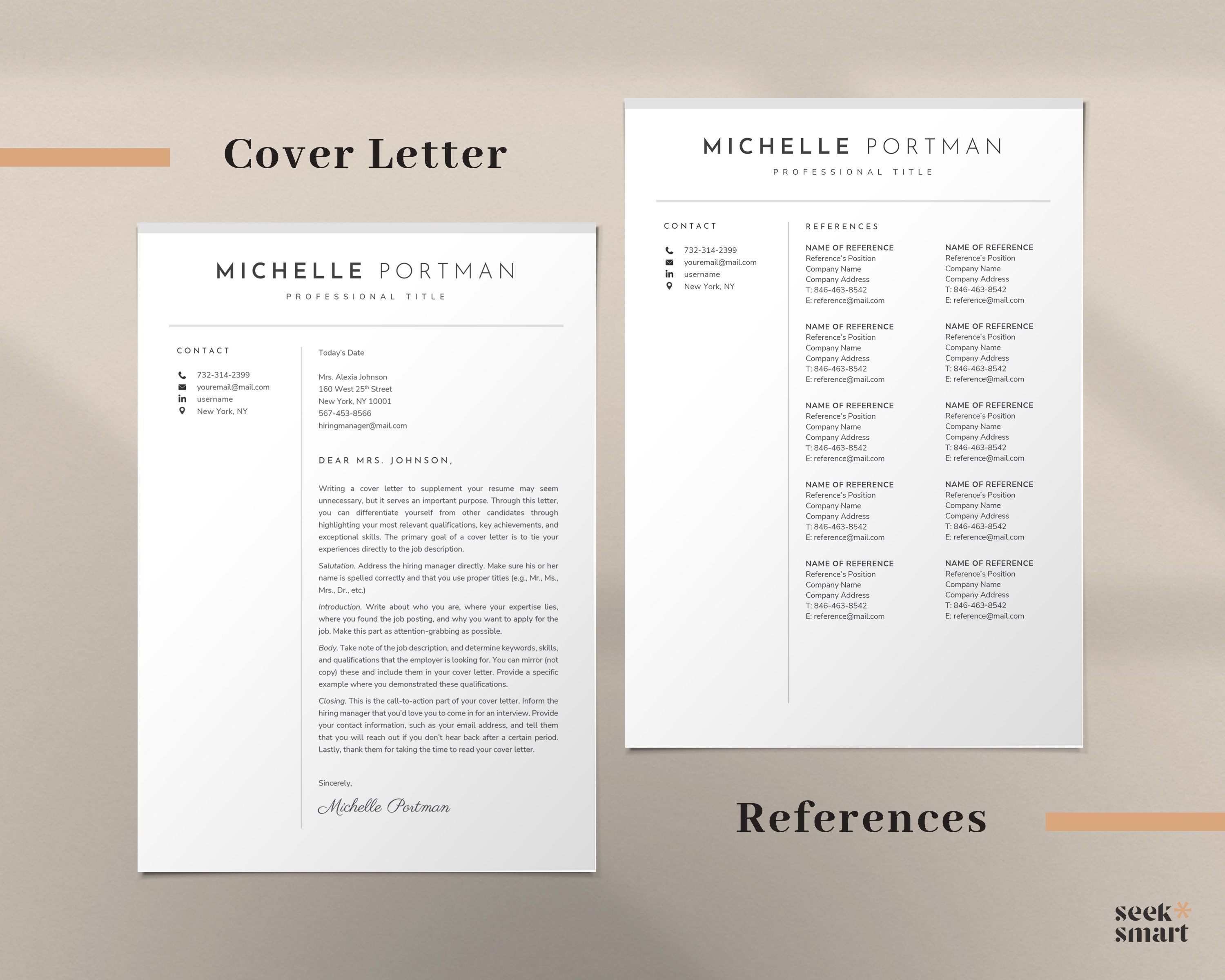 Clean Resume Template Word, Google Docs, Apple Pages Mac | Executive ...