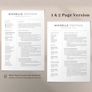 Clean Resume Template Word Google Docs Apple Pages Mac | Etsy