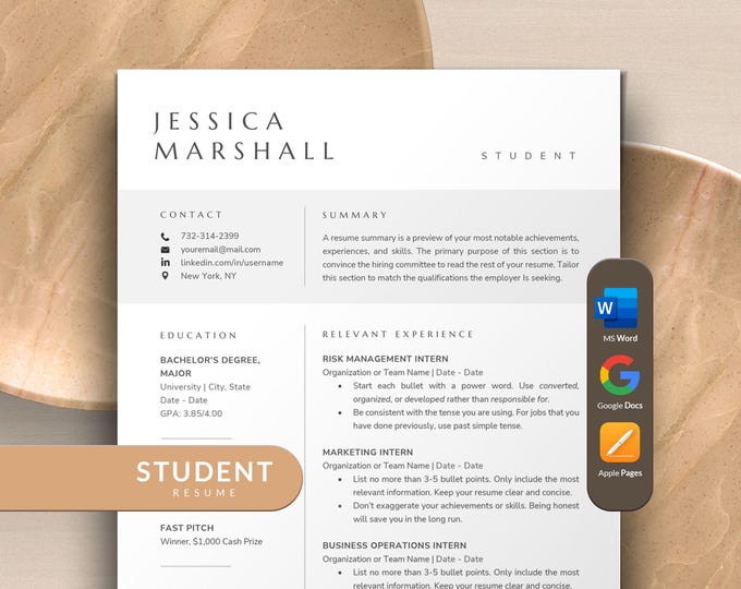 ATS Friendly High School Student Resume Template Word, Google Docs ...