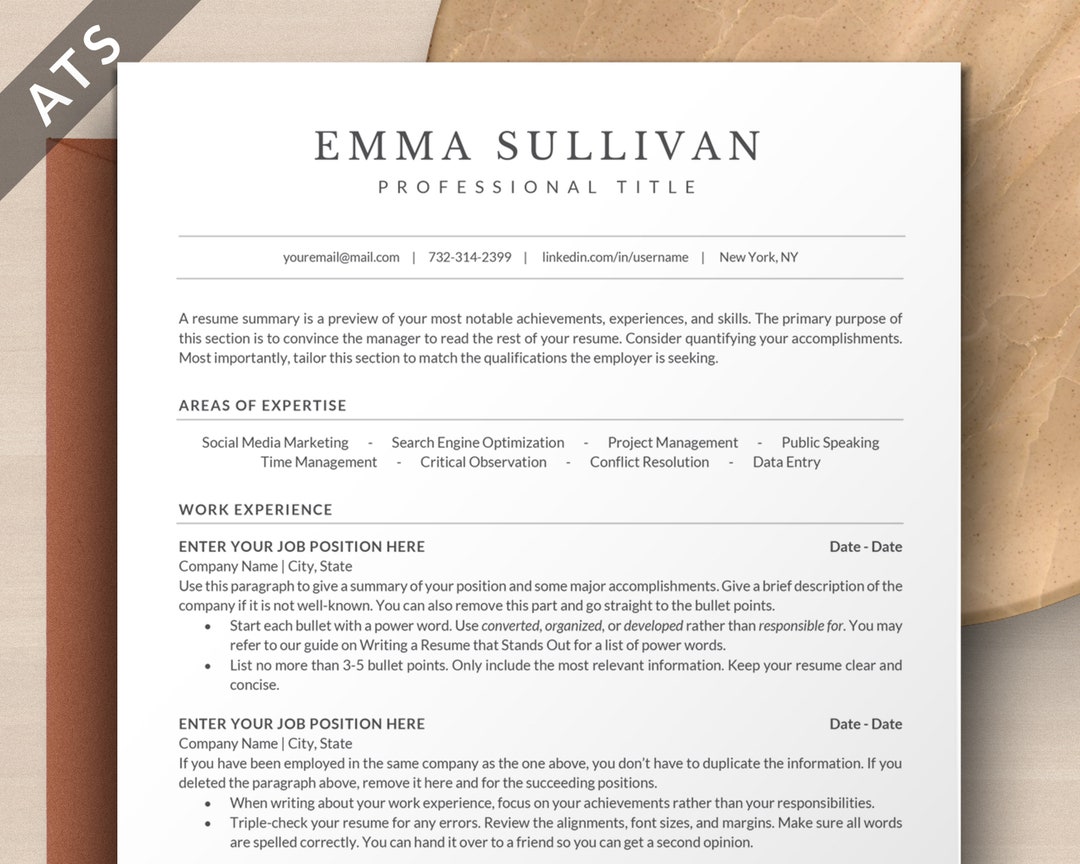 ATS Friendly Resume Template Professional ATS Resume Template Word ...