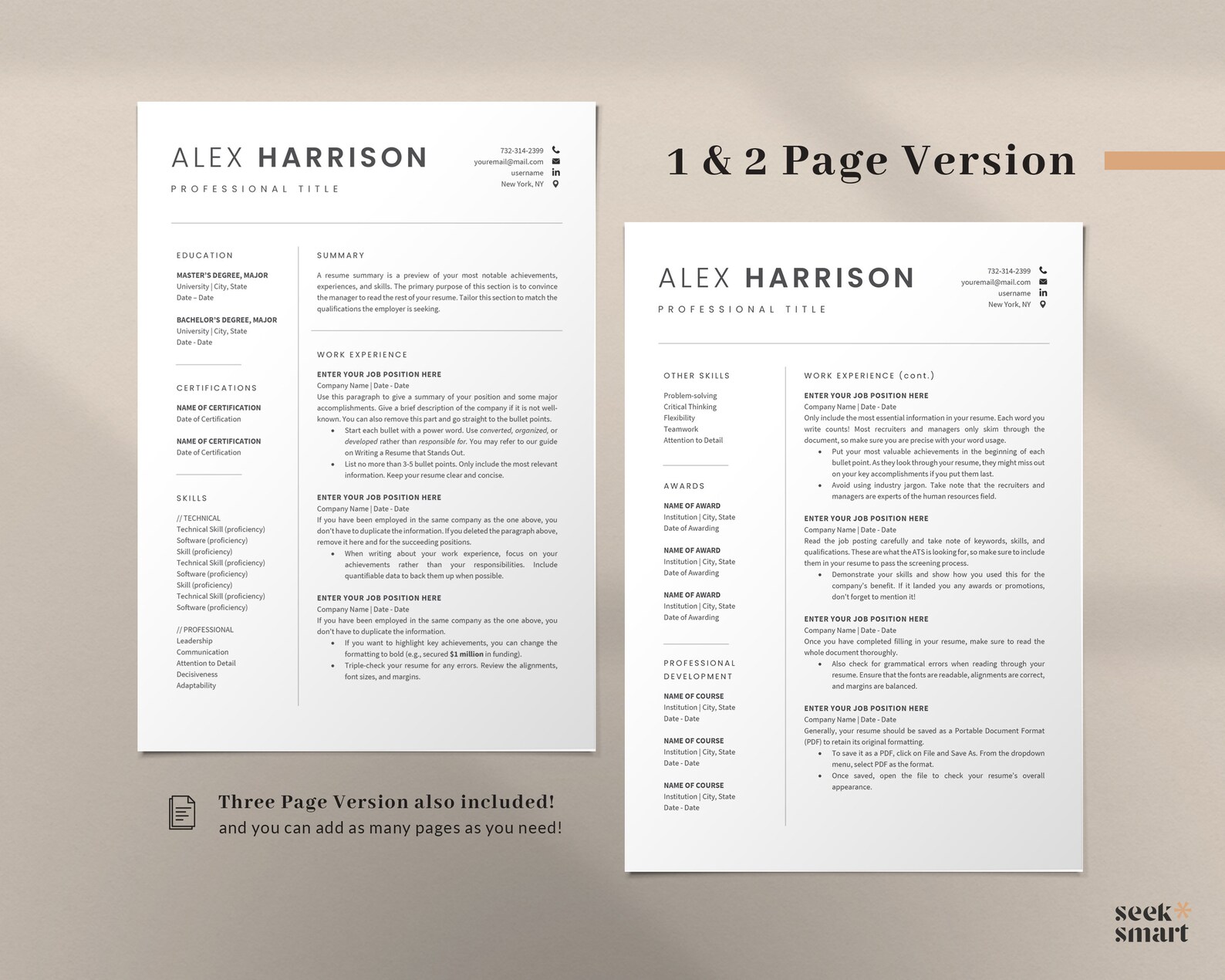 Resume Template Google Docs, Word, Pages | Professional Resume Mens ...