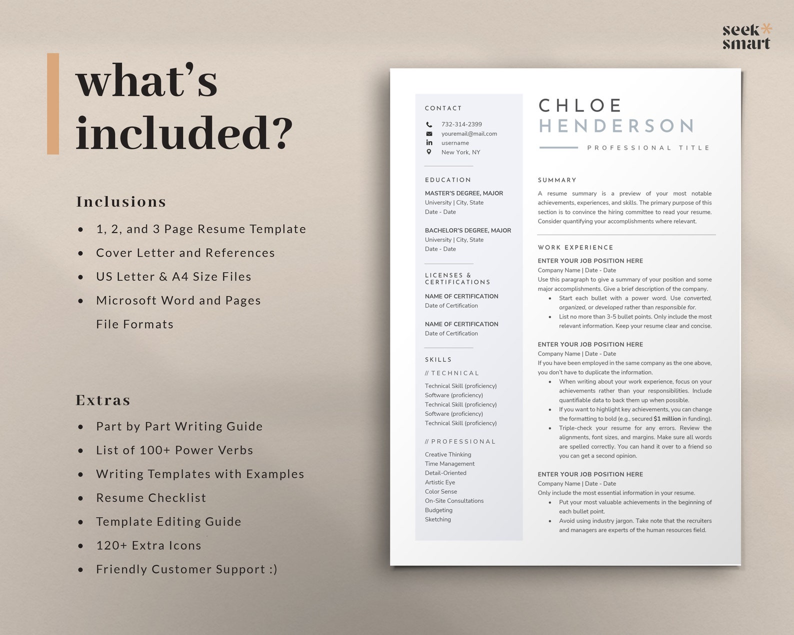 Resume Template, CV Template Word, Apple Pages Resume Template Word ...