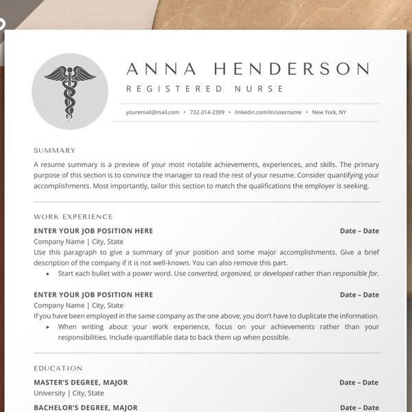 Nursing Ats Resume Template Word - Etsy