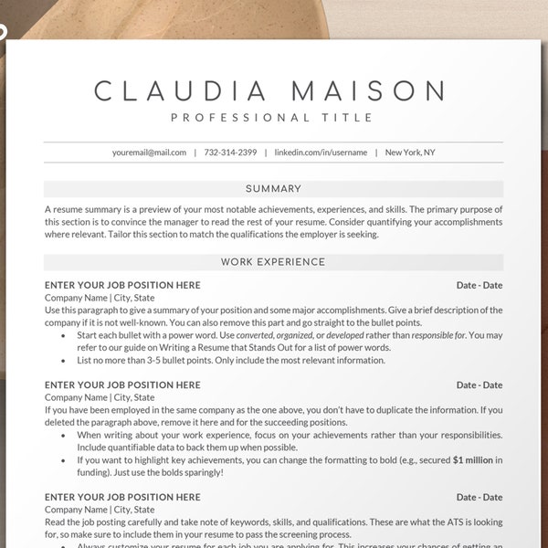 Resume Template Mac Pages - Etsy