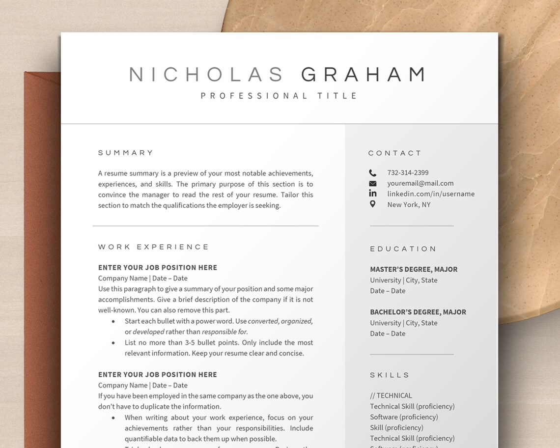 Apple Pages Resume Template, Modern Resume CV Template Mens Resume ...