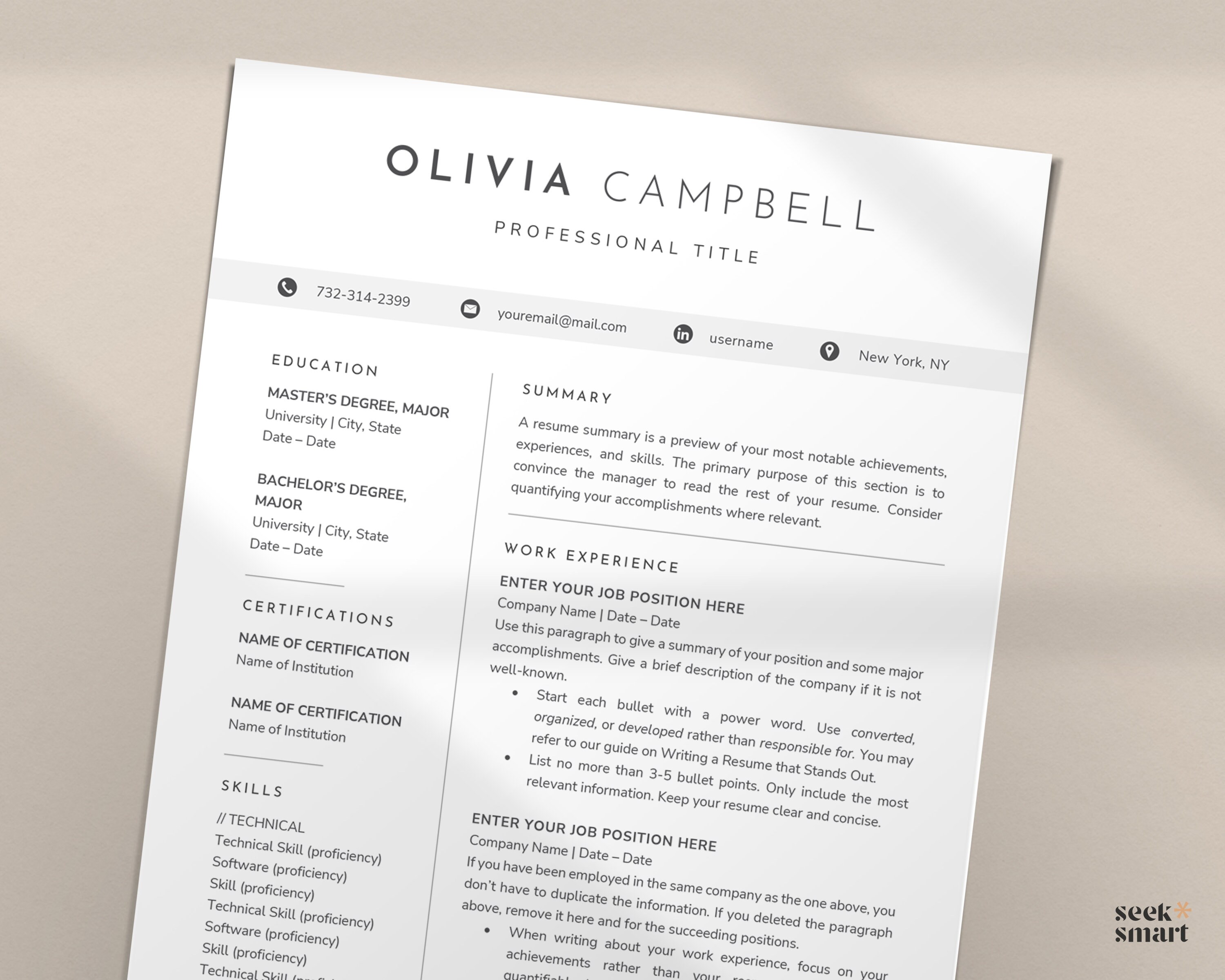 Executive Resume Template Word, Google Docs, Apple Pages Mac | Modern ...