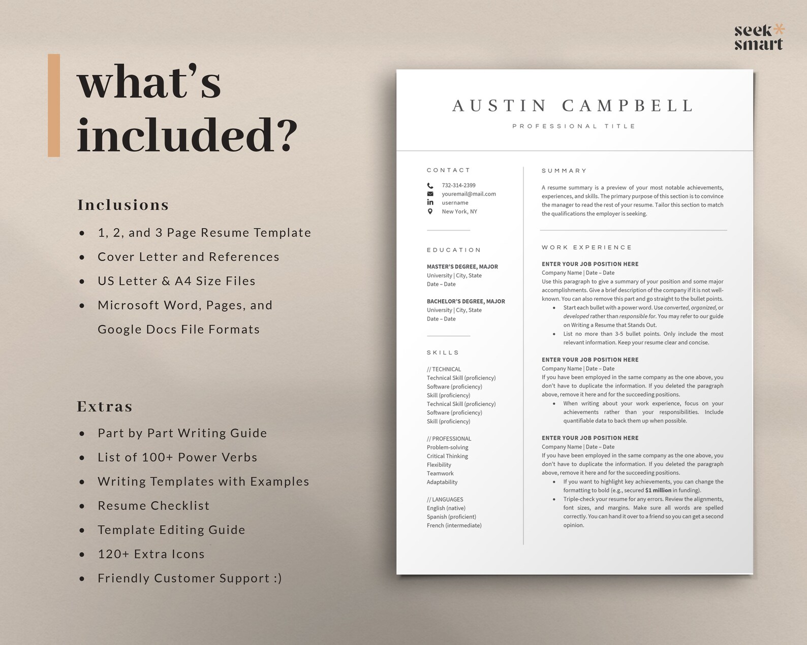 Google Docs Resume Template | Professional Resume for Men With 1 Page ...