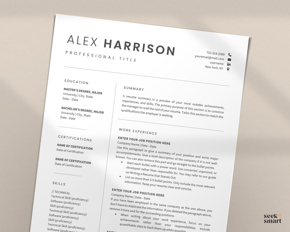 Resume Template Google Docs, Word, Pages | Professional Resume Mens ...