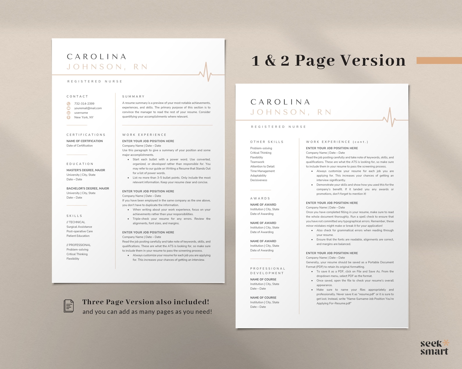 Nurse Resume Template Word, Resume Google Docs, Apple Pages Resume ...