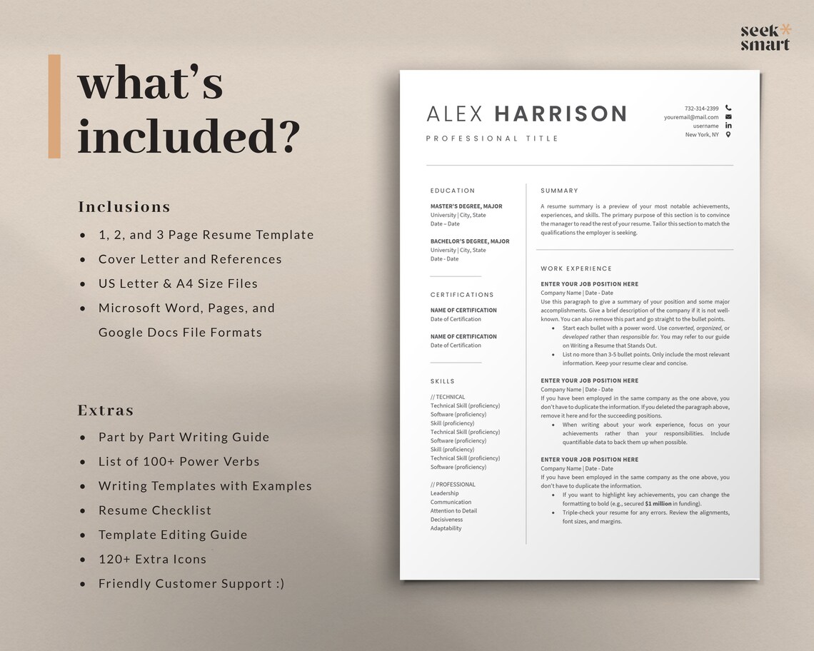 Resume Template Google Docs, Word, Pages | Professional Resume Mens ...