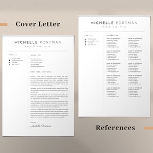 Clean Resume Template Word Google Docs Apple Pages Mac | Etsy