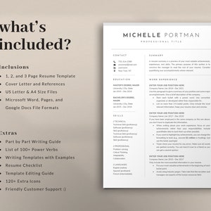 Clean Resume Template Word Google Docs Apple Pages Mac | Etsy