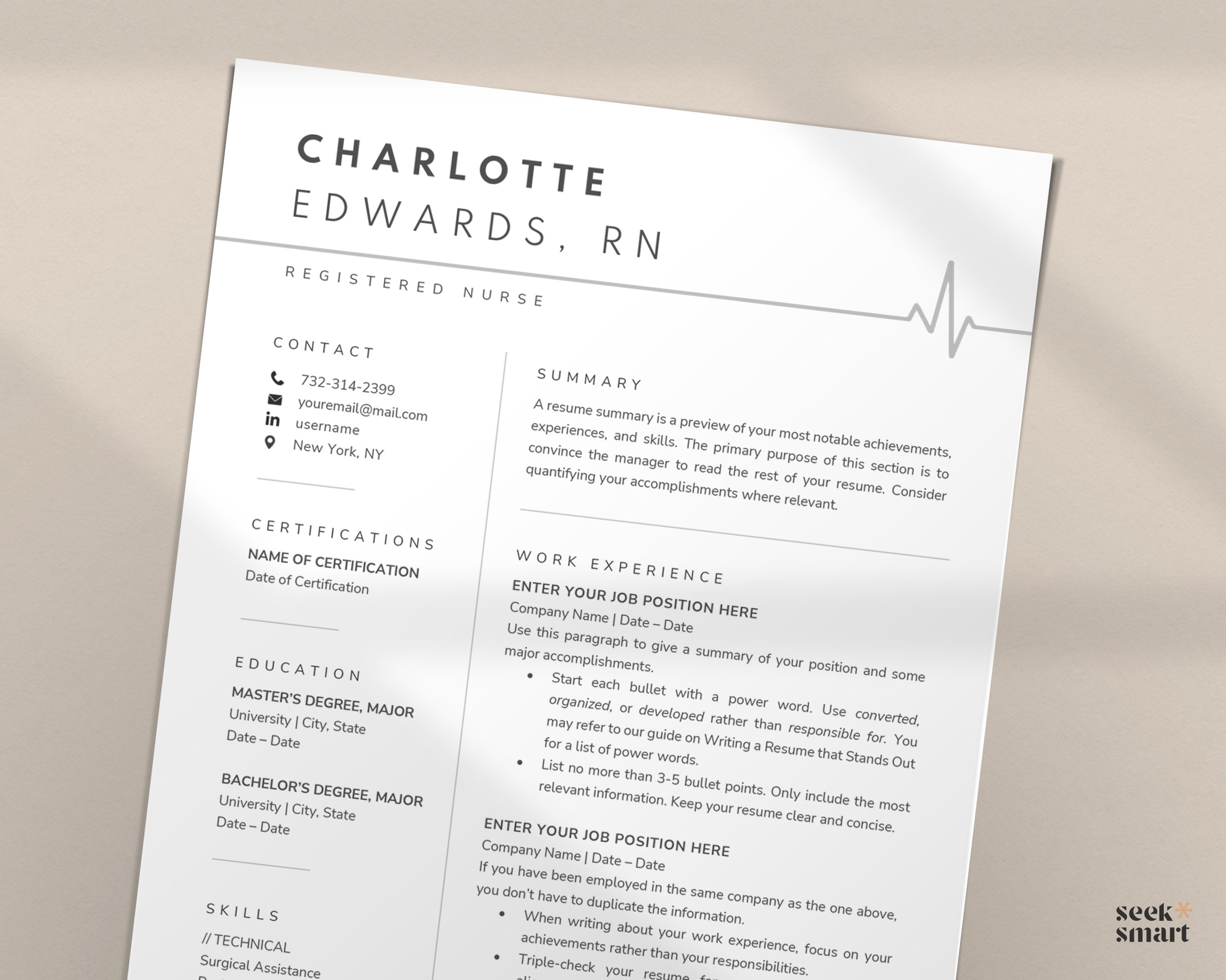 Nurse Resume Template for Google Docs, Word, Pages | Medical Resume ...