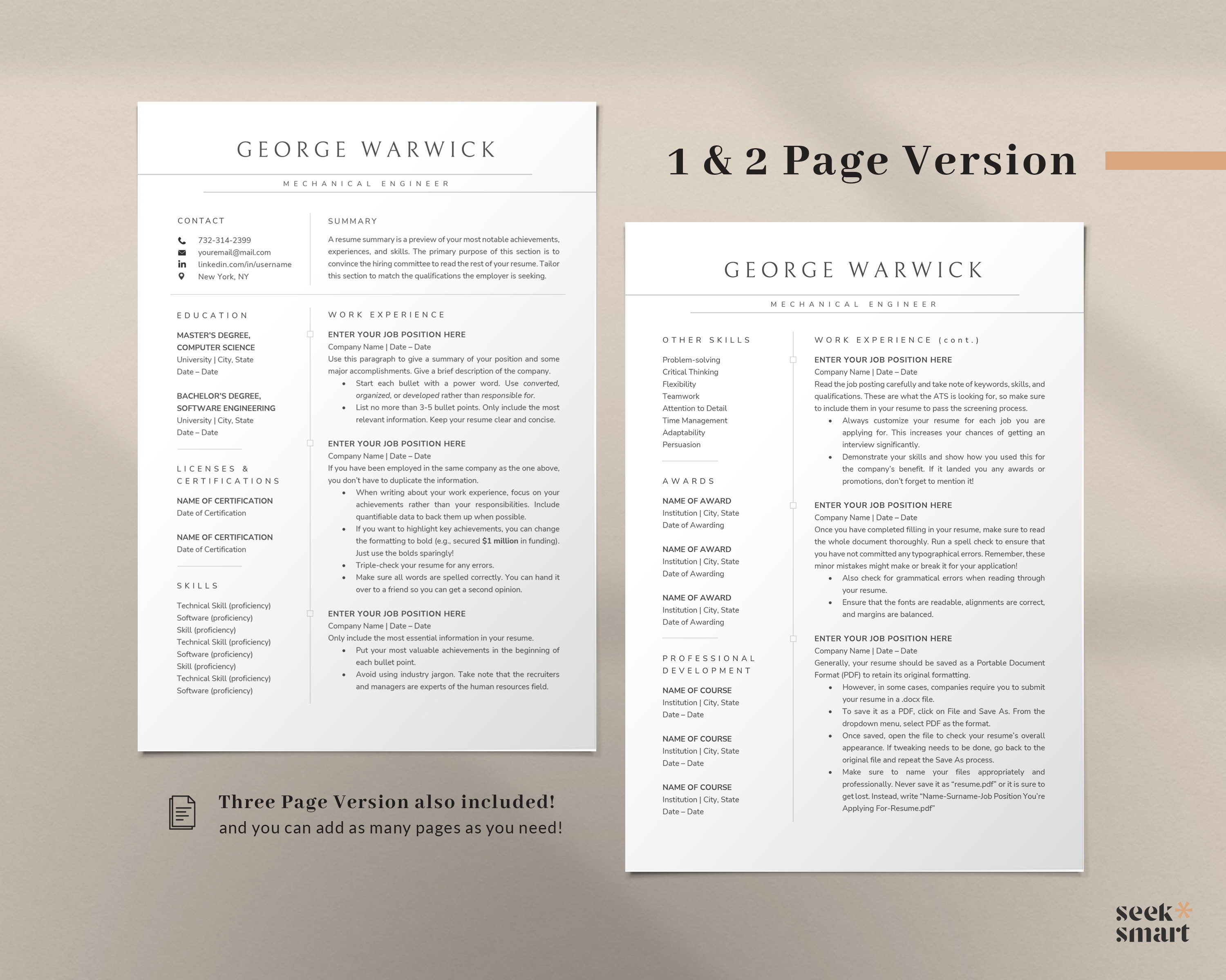 Engineer Resume Template Word, Google Docs, Apple Pages Mac | Software ...