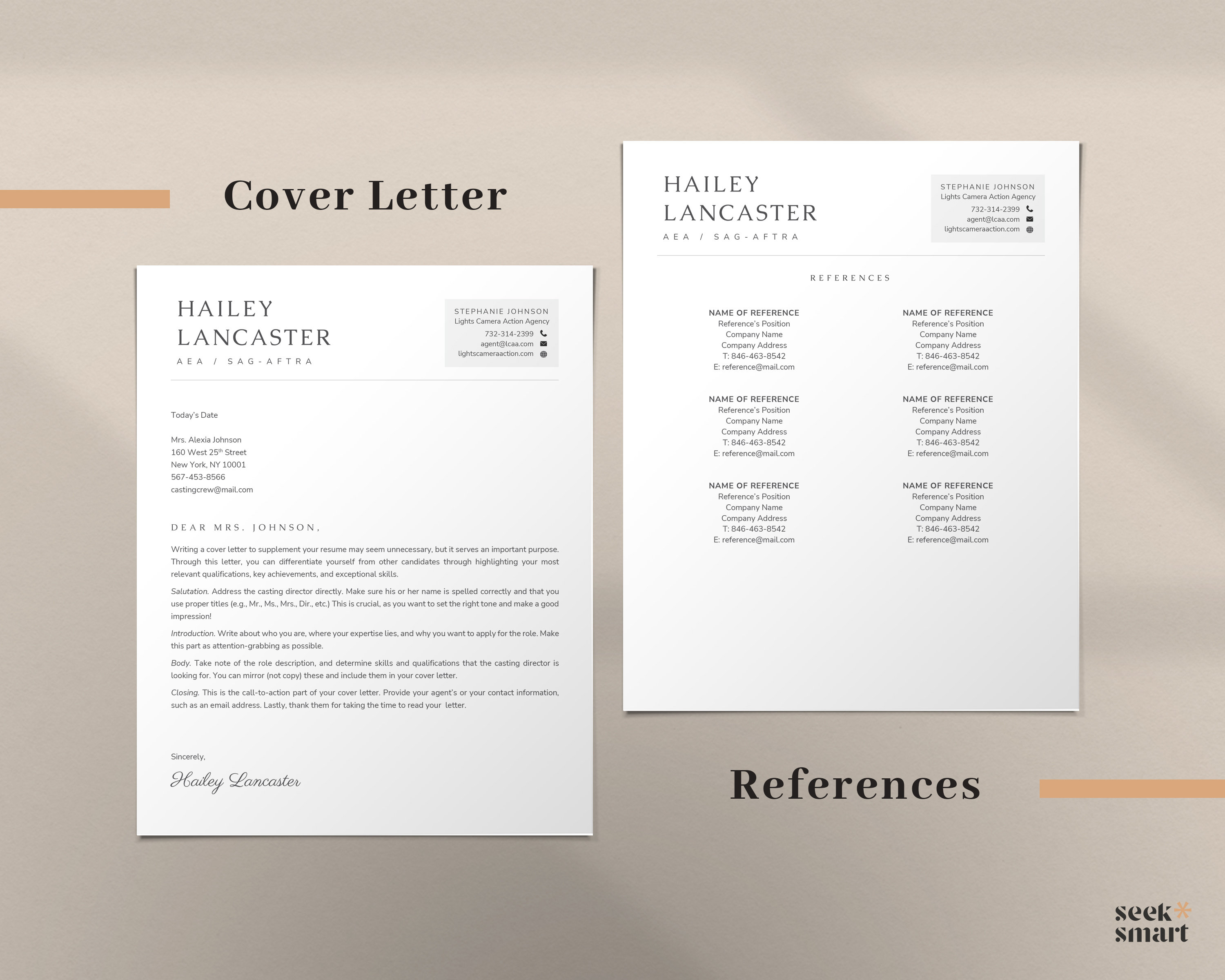 Actor Resume Template With Headshot and Cover Letter 8x10 Size, Theatre ...