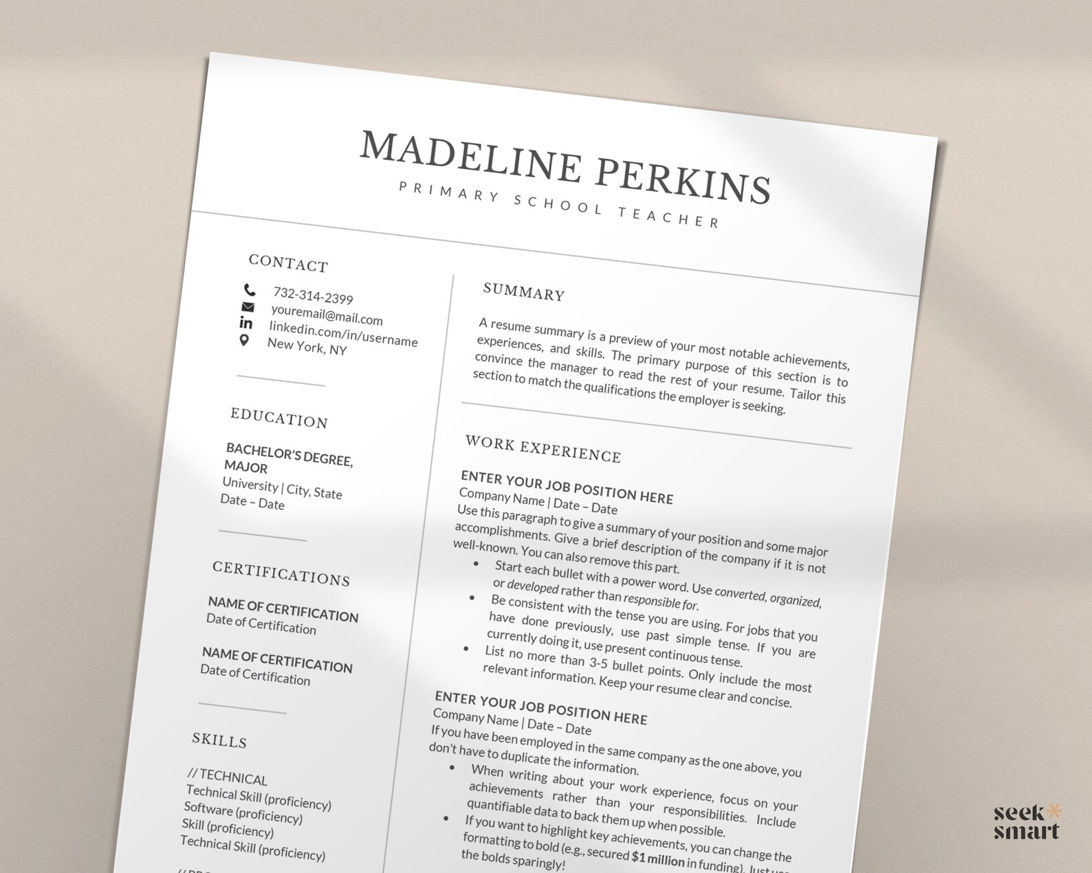 Teacher Resume Template Word, Google Docs, Apple Pages | Academic ...